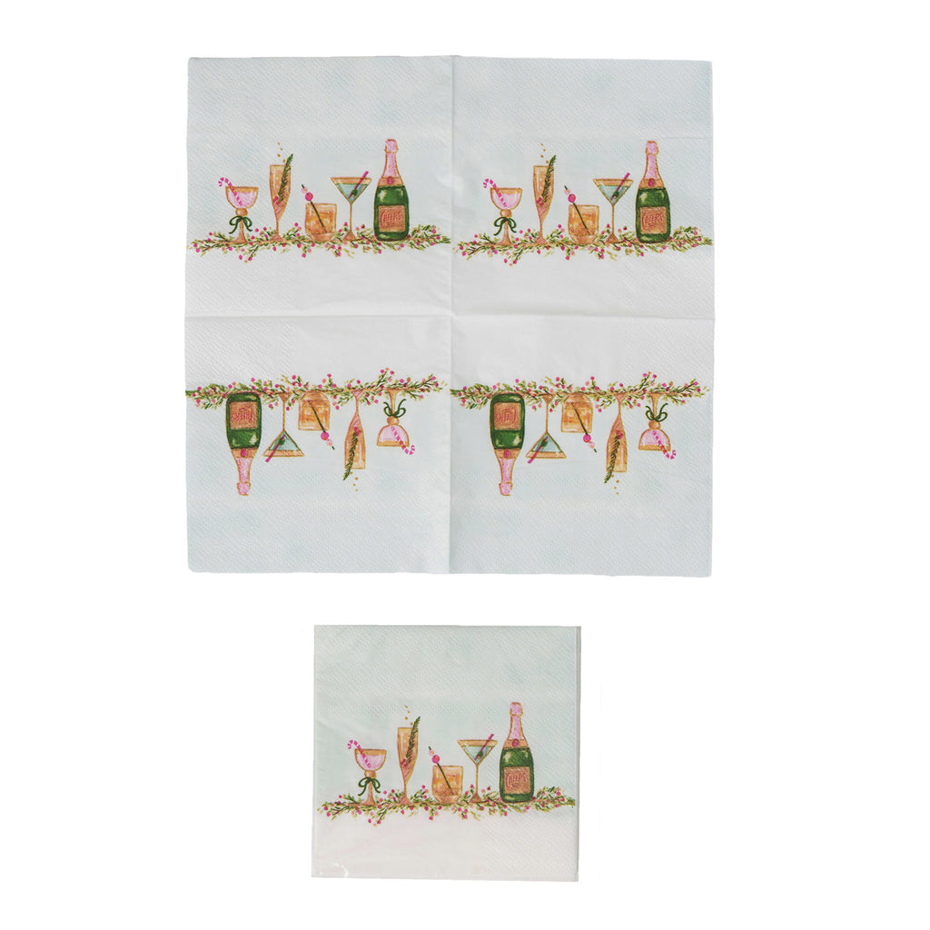 Paper Cocktail Napkins w/ Holiday Cocktails (Contains 50 Folded Pieces ...
